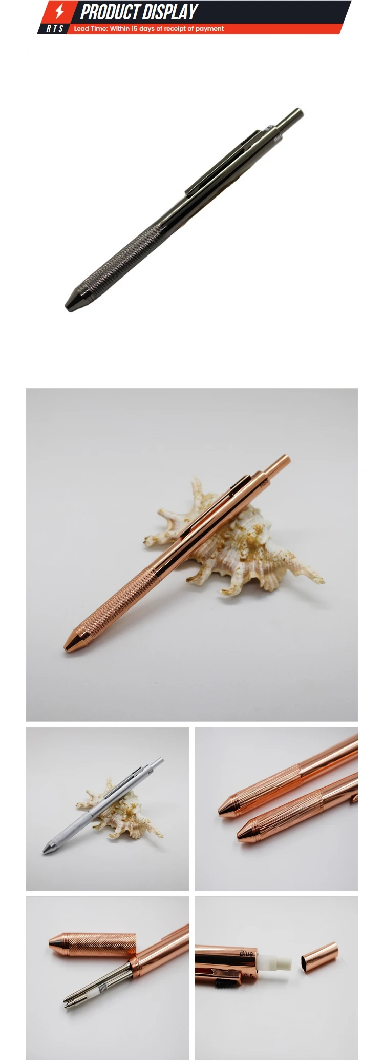 Metal 4 In 1 Multifunctional 4-color Pen 0.5mm Mechanical Pencil And 3 ...