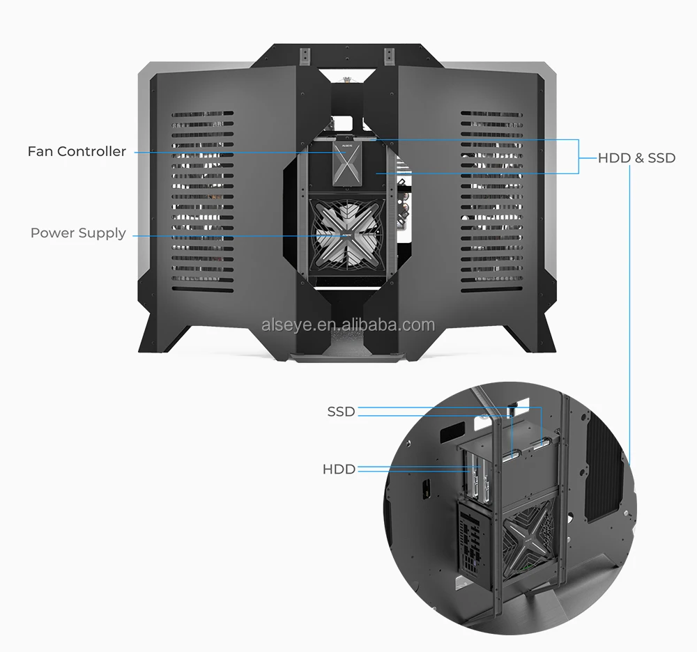 Alseye Pc Case Gaming Open Case Gaming Case for Gaming Computer