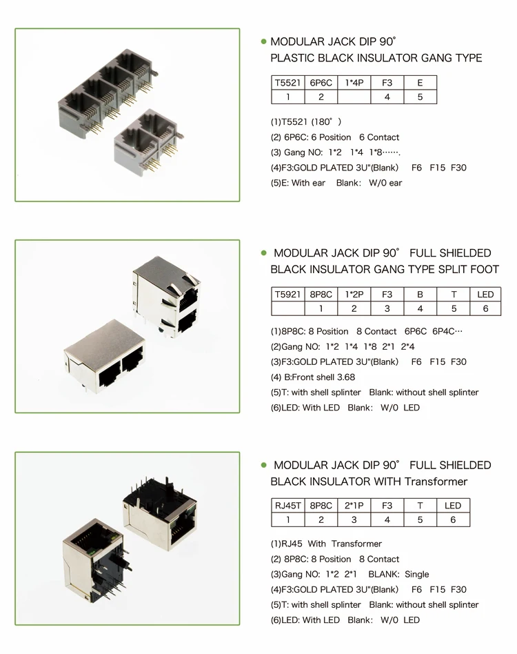PCB Modular RJ45 Jack Female Connector - Customized Size