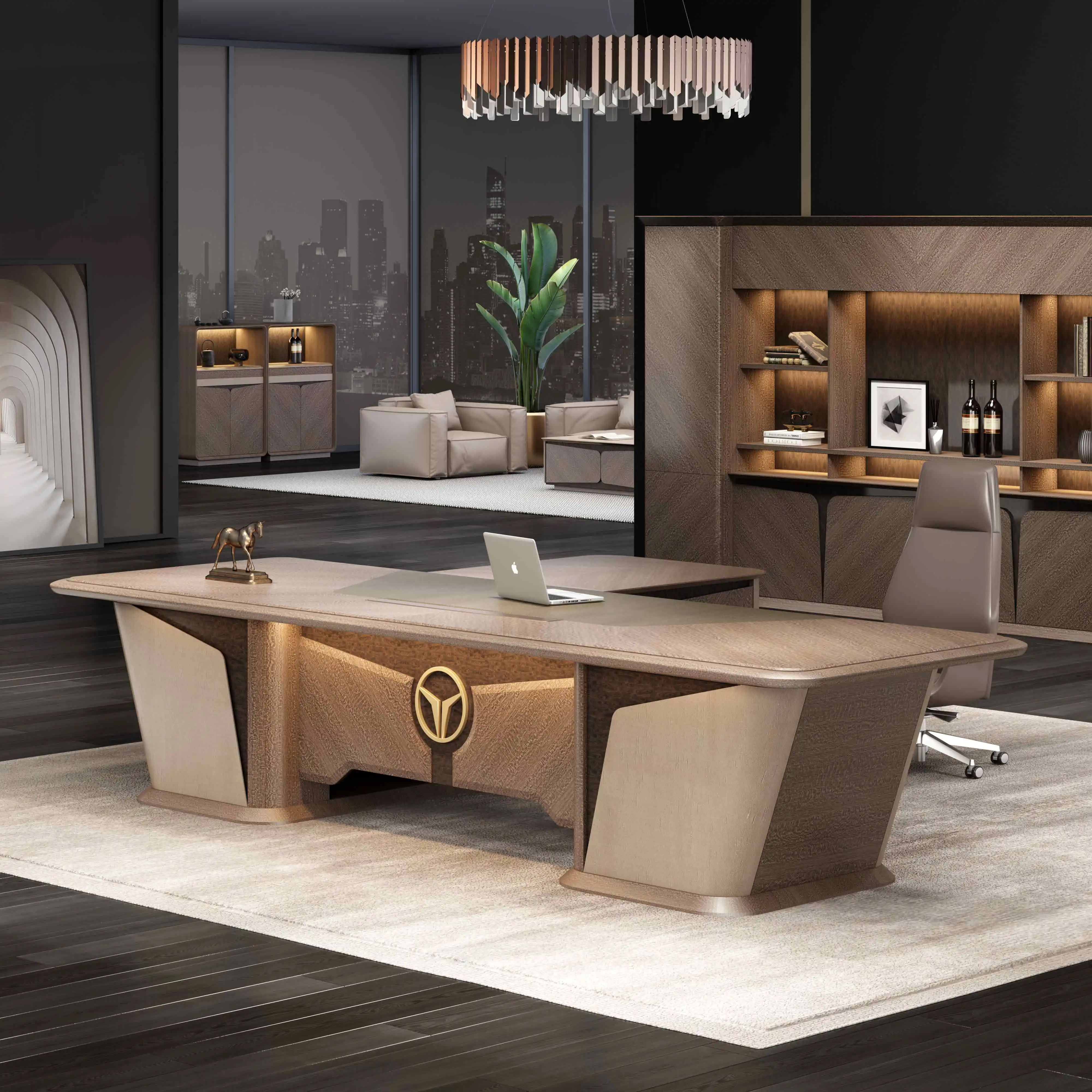 Luxury Office Furniture Solid Wood Boss Large Executive Desk Office ...