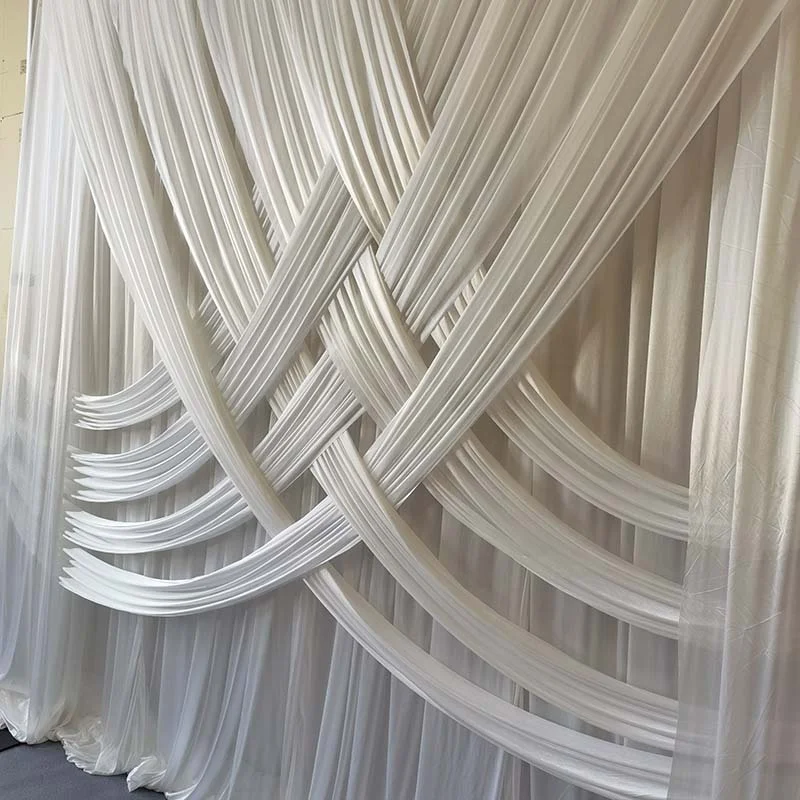 Wholesale Wedding Background Cross Valance Double Drape White Cloth ...
