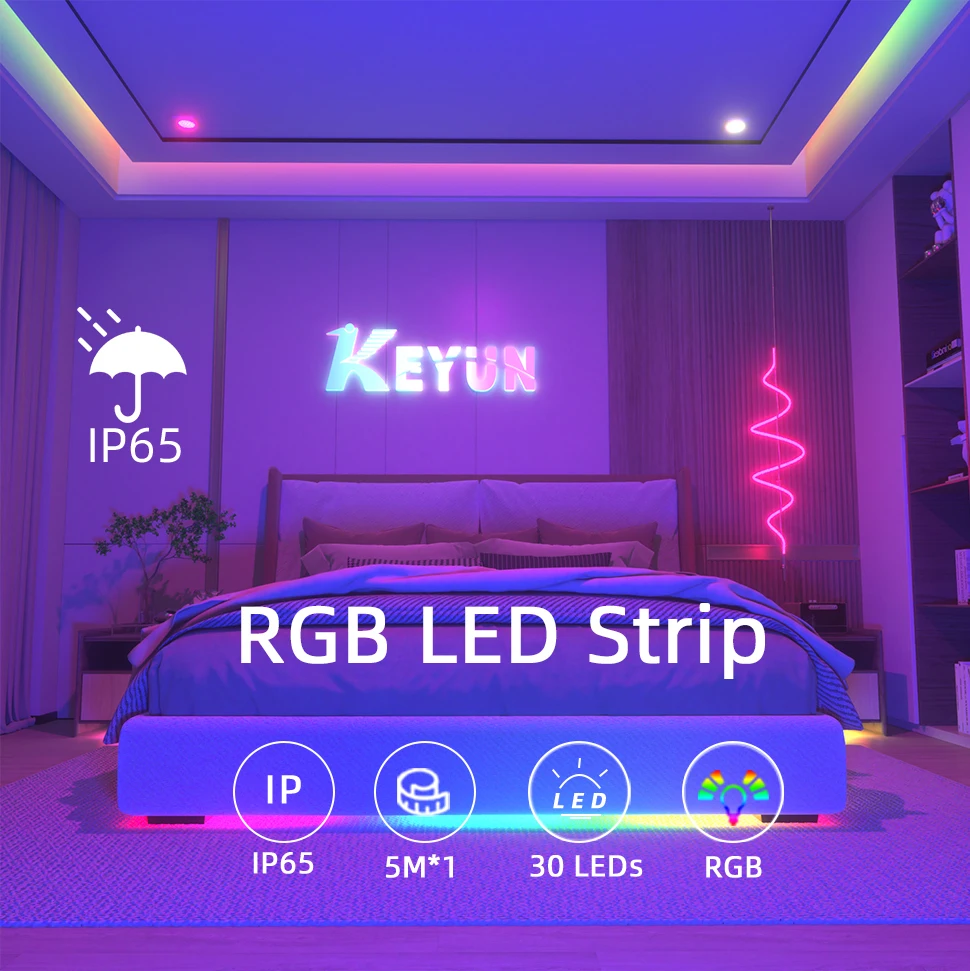5v Led Strip Set 5050rgb Waterproof Colorful Usb 24 Key Music Bluetooth ...
