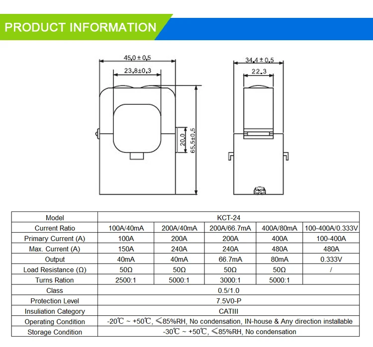 HEYI Split Core Current Transformer KCT-24 - 100A to 400A