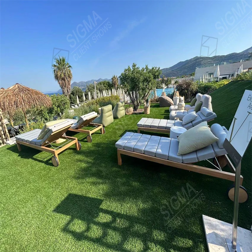 Outdoor Daybed Swimming Pool Sun Loungers Garden Beach Hotel Teak Wood ...