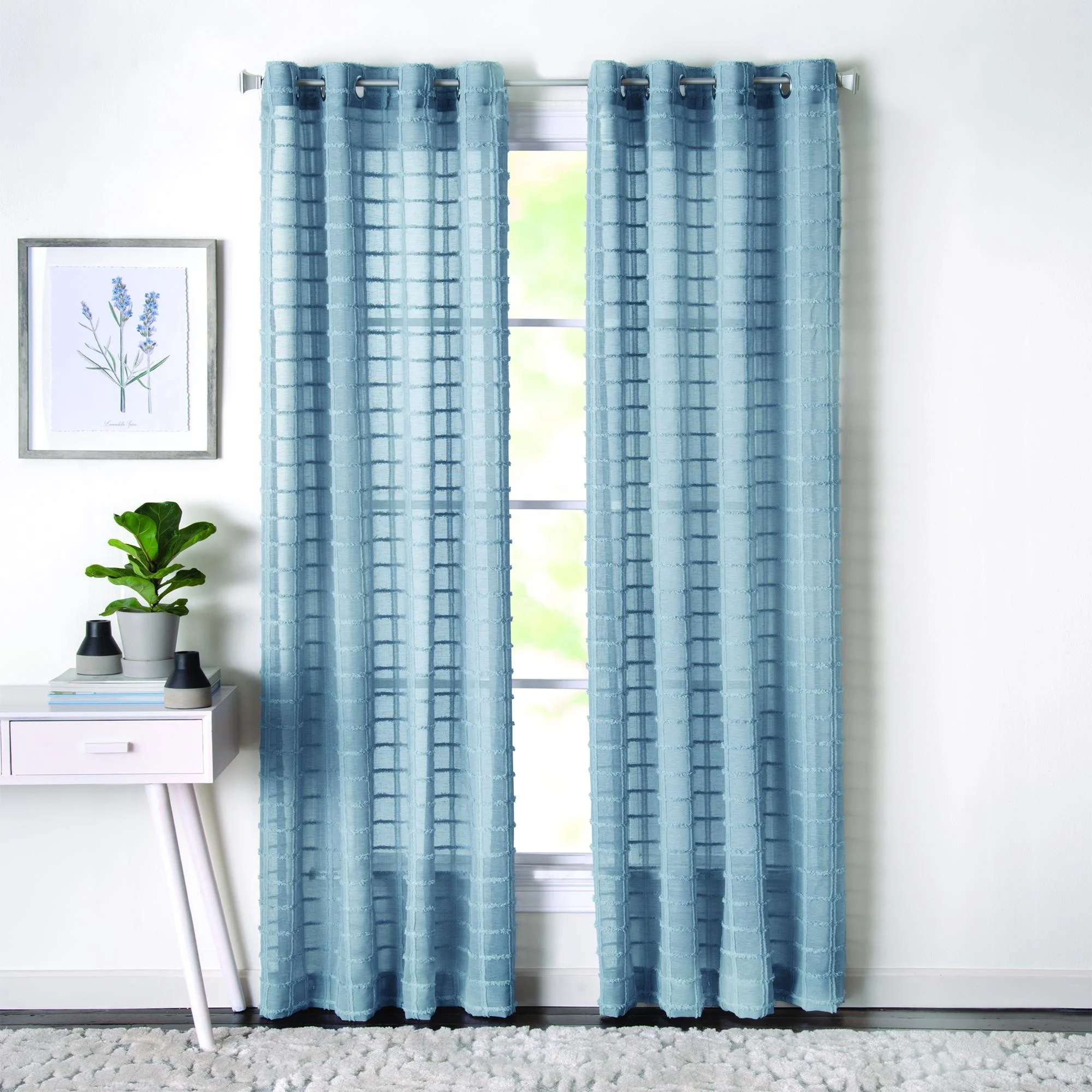 3d Geometric Curtain Blue Color For Living Room Owenie Clip Jacquard ...