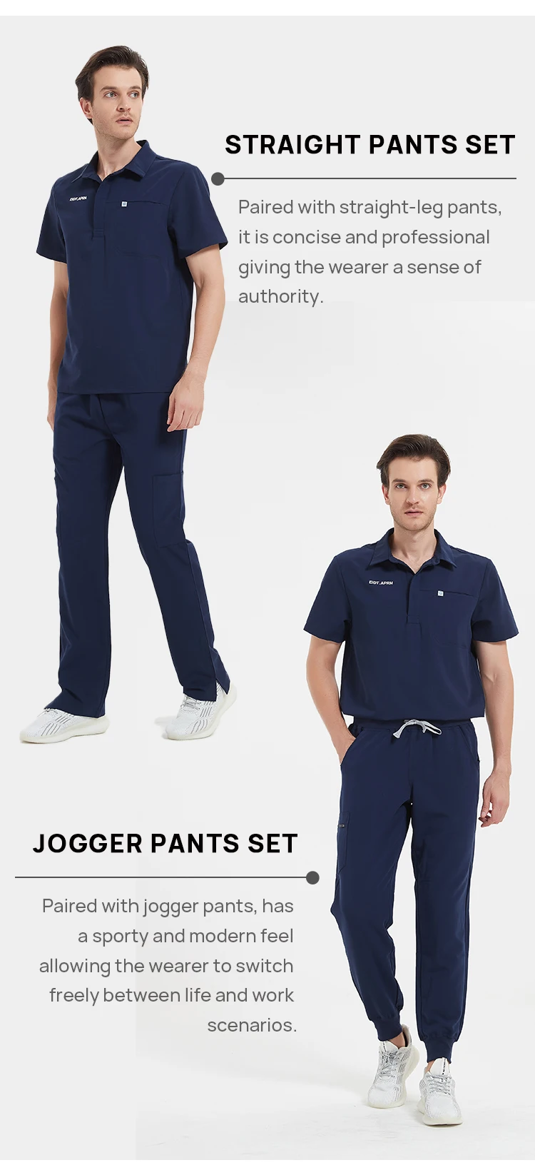 OEM Short Sleeve Polo Scrubs Suit Set Men Medical Nursing