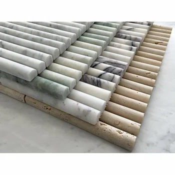 Curve Fluted Marble Tiles Mini Flute Mosaic Bathroom Splash Wall Rosa ...