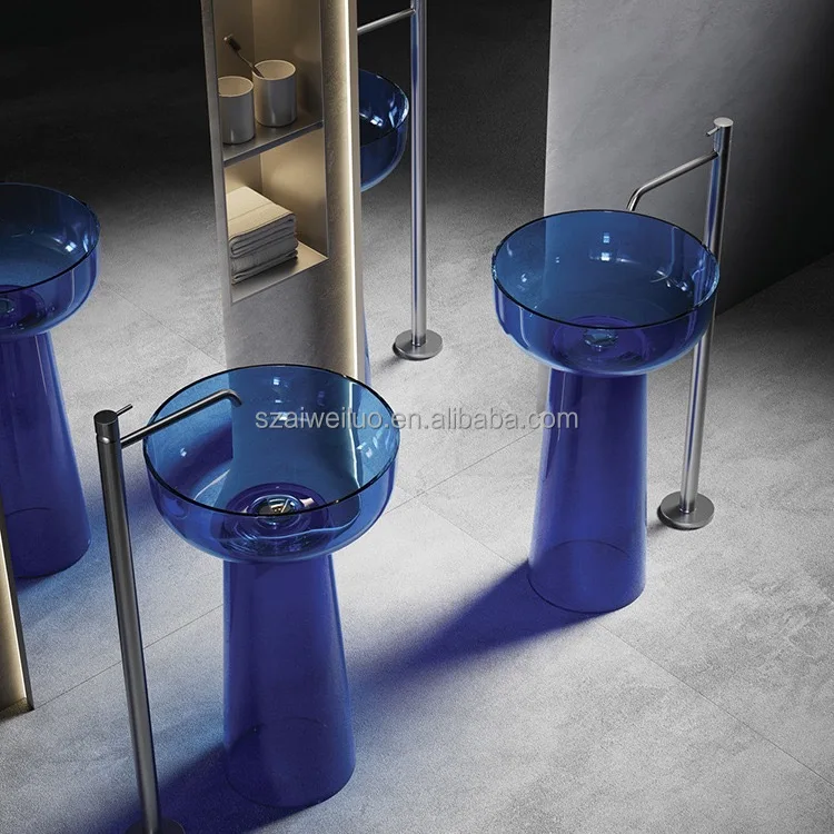 Color Freestanding Basin Pure Resin Bathroom Sink Floor Stand ...