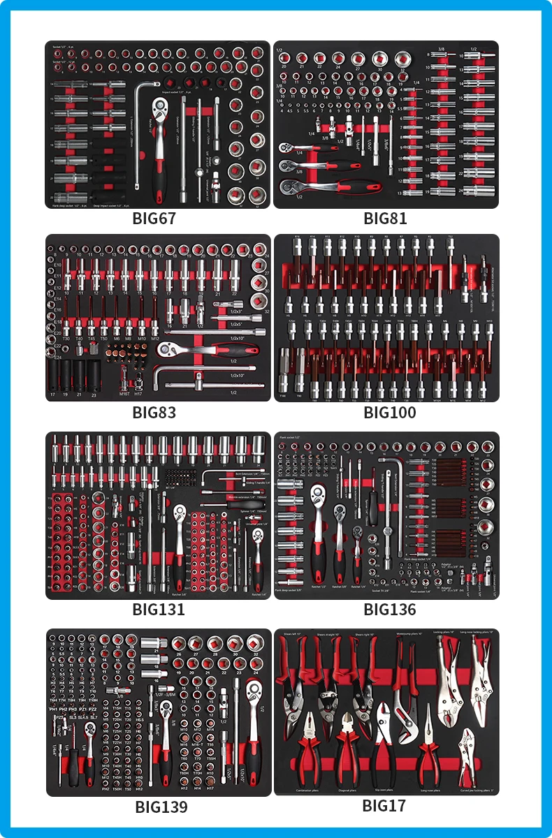 139PCS EVA Foam Tool Chest Organizer Trays - Mechanic Trolley Tool Set, ODM