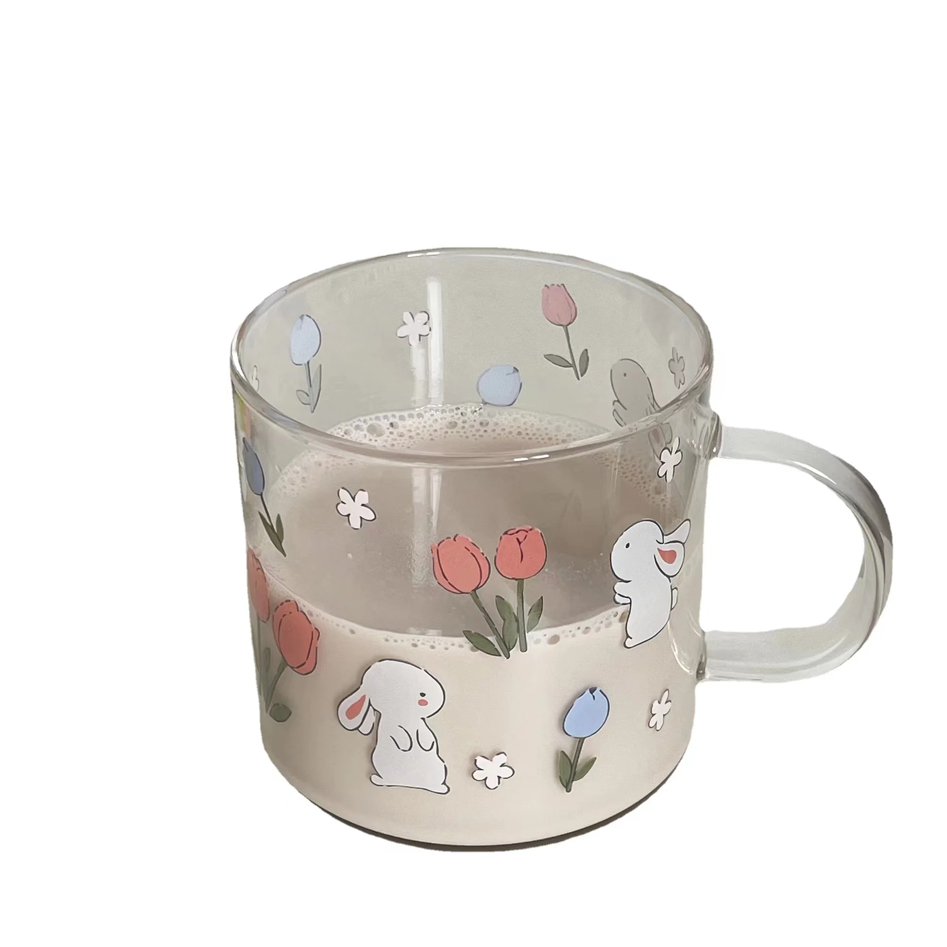 250ml 350ml Pink Glass Cup Dinking Double Wall Ice Water Coffee Cups ...