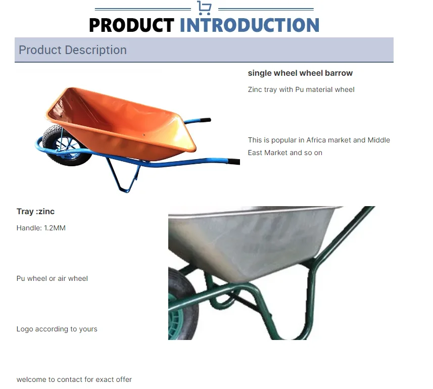 Stamped Steel Tray Structural Steel Frame Single-wheel Ft Wheelbarrow ...