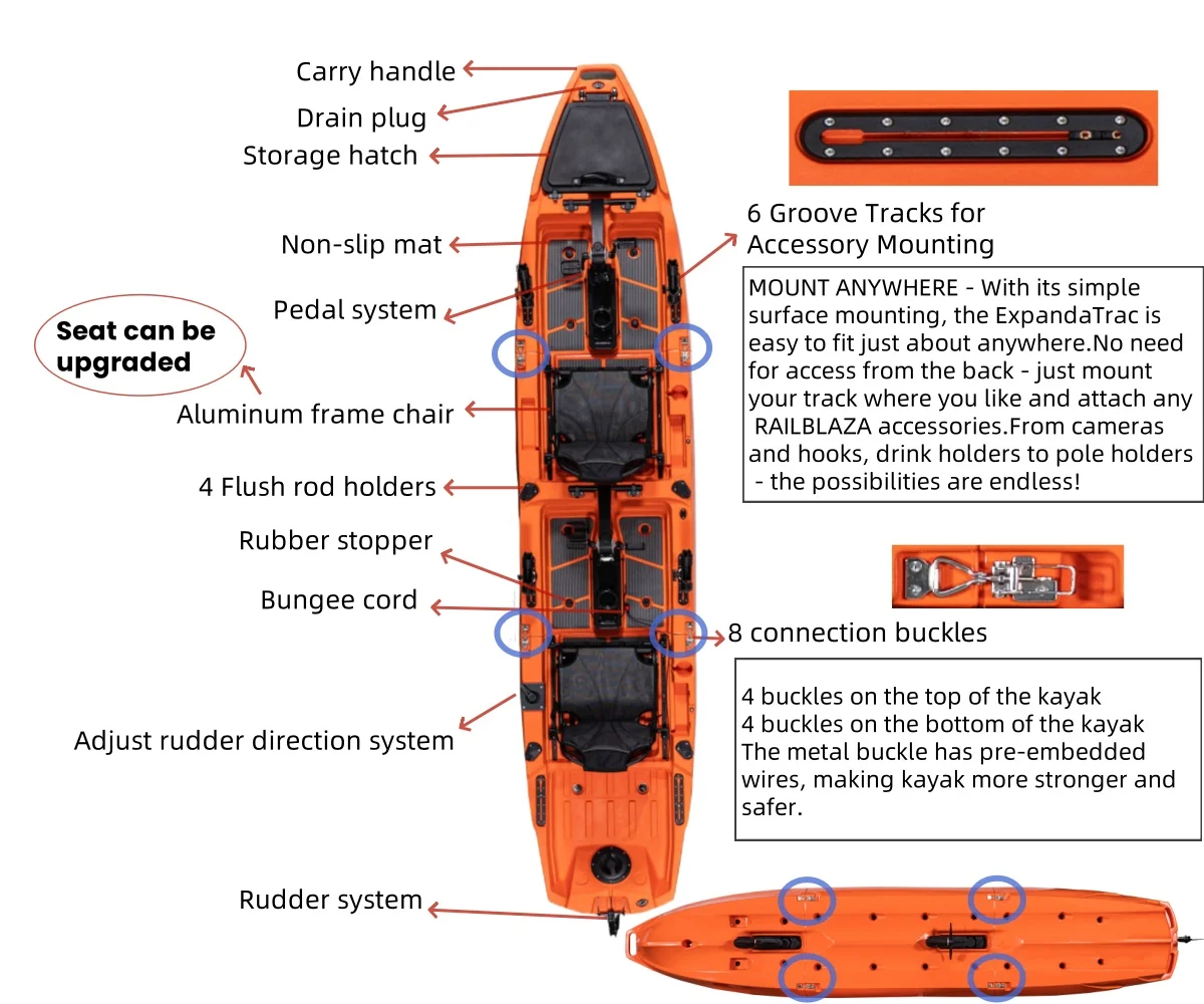LSF 14 FT Tandem Kayak with Double Seat & Customized Logo