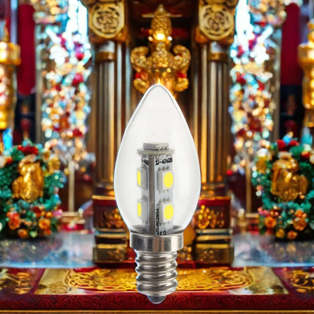 Small 1w Class E12 12v 24v Buddha Mammon Bodhisatta Lamp Clear Glass Cover Led Candle C7 Bulb ...