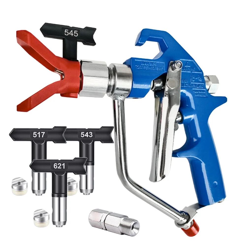 Blue Airless Paint Spray Gun with Tip Guard and 517 ,543,545,621 Spray ...