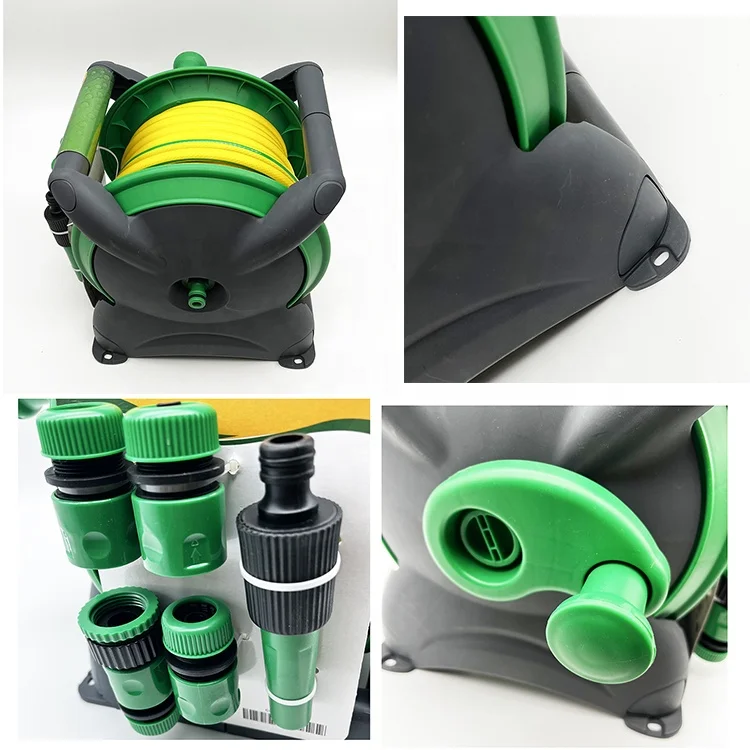 15M Hose Pipe with Fittings on Garden Mini Hose Reel Set