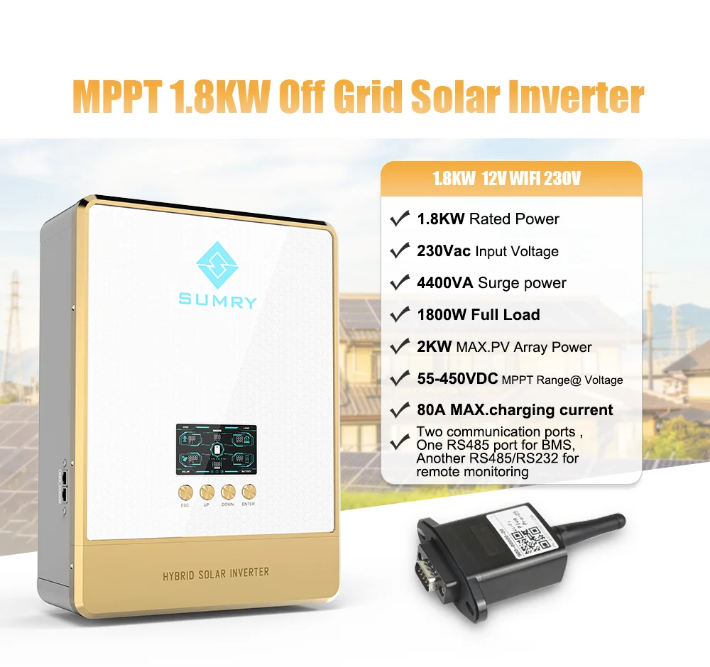 Off Grid Solar Inverter 6200w 48v Pv 55-450v Rgb Lights Wifi Monitoring ...