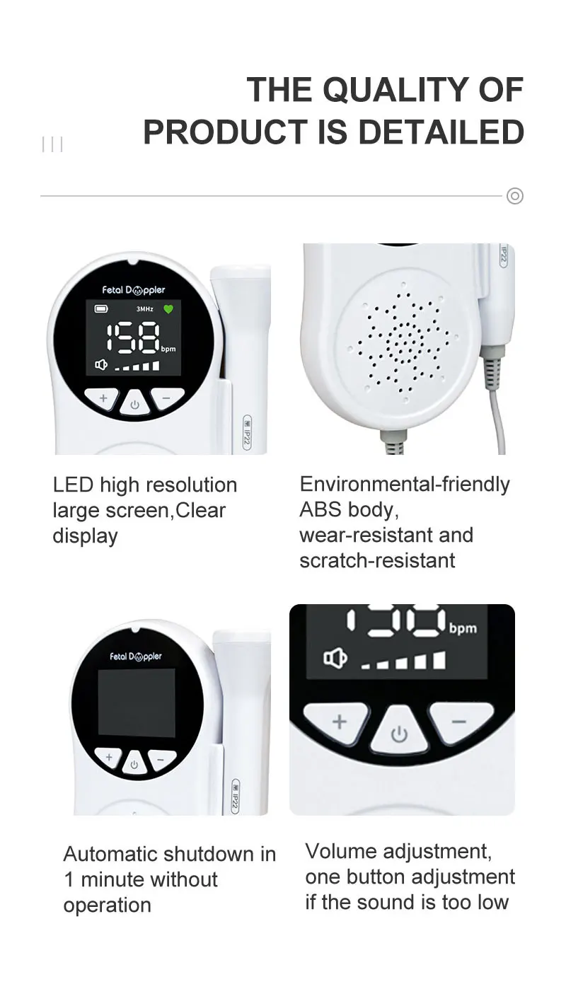 CONTEC10A Fetal Doppler Rate Baby Heart Rate Monitor Ultrasonic Fetal ...