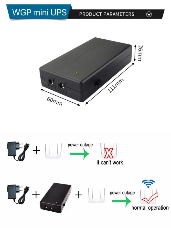Wgp Wifi Router Mini Ups Cctv Camera Battery Box Modem Backup Dc Online ...