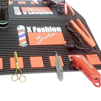 Black Flexible Pvc Non-slip Material Barber Station Salon Mat Custom ...
