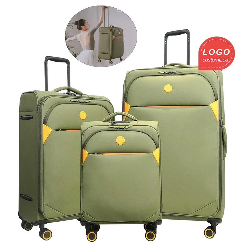 3 Pc Spinner Luggage Set Softside Lightweight Expandable Carry-on ...