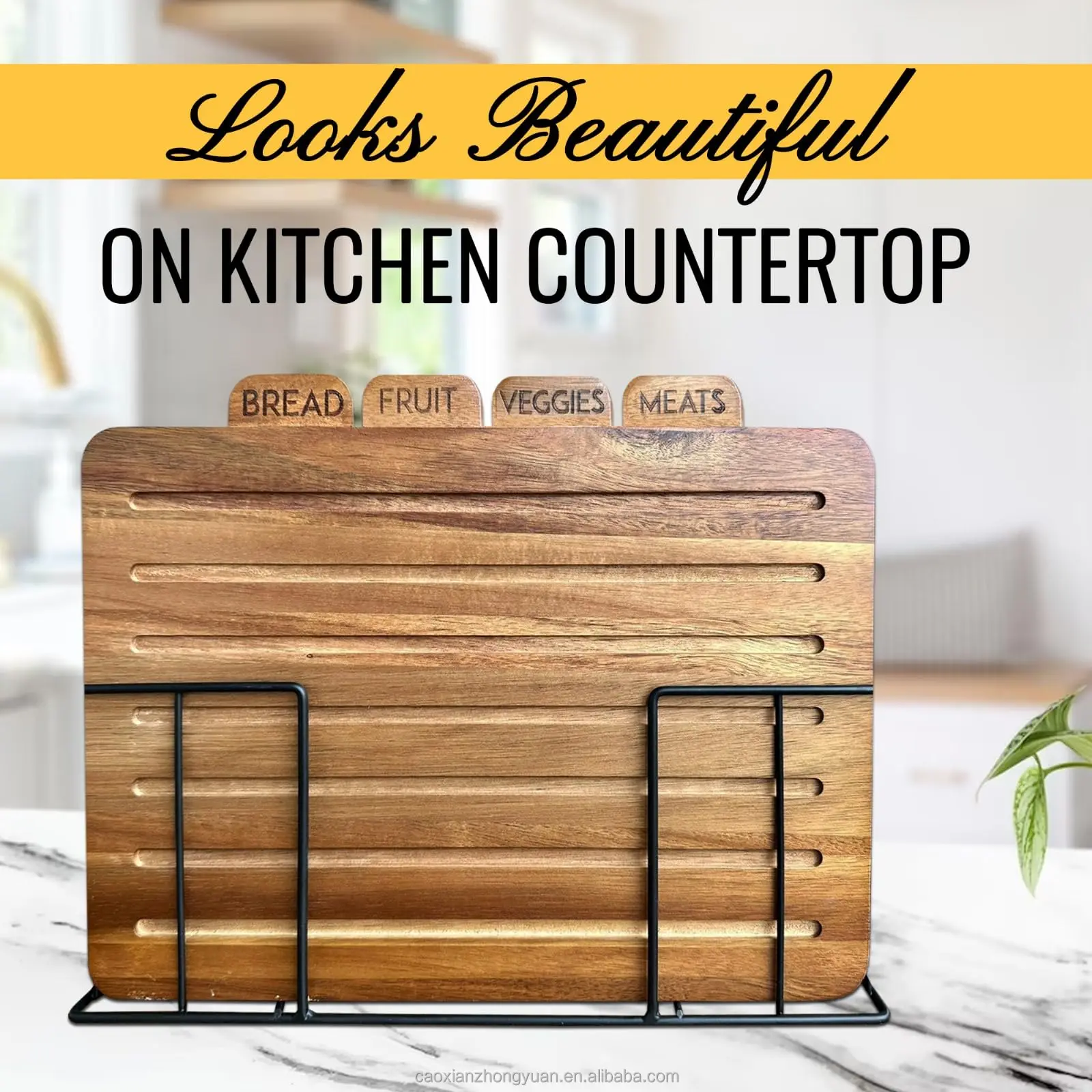 Wood Cutting Boards For Kitchen With Holder Stand Modern Wooden Cutting ...