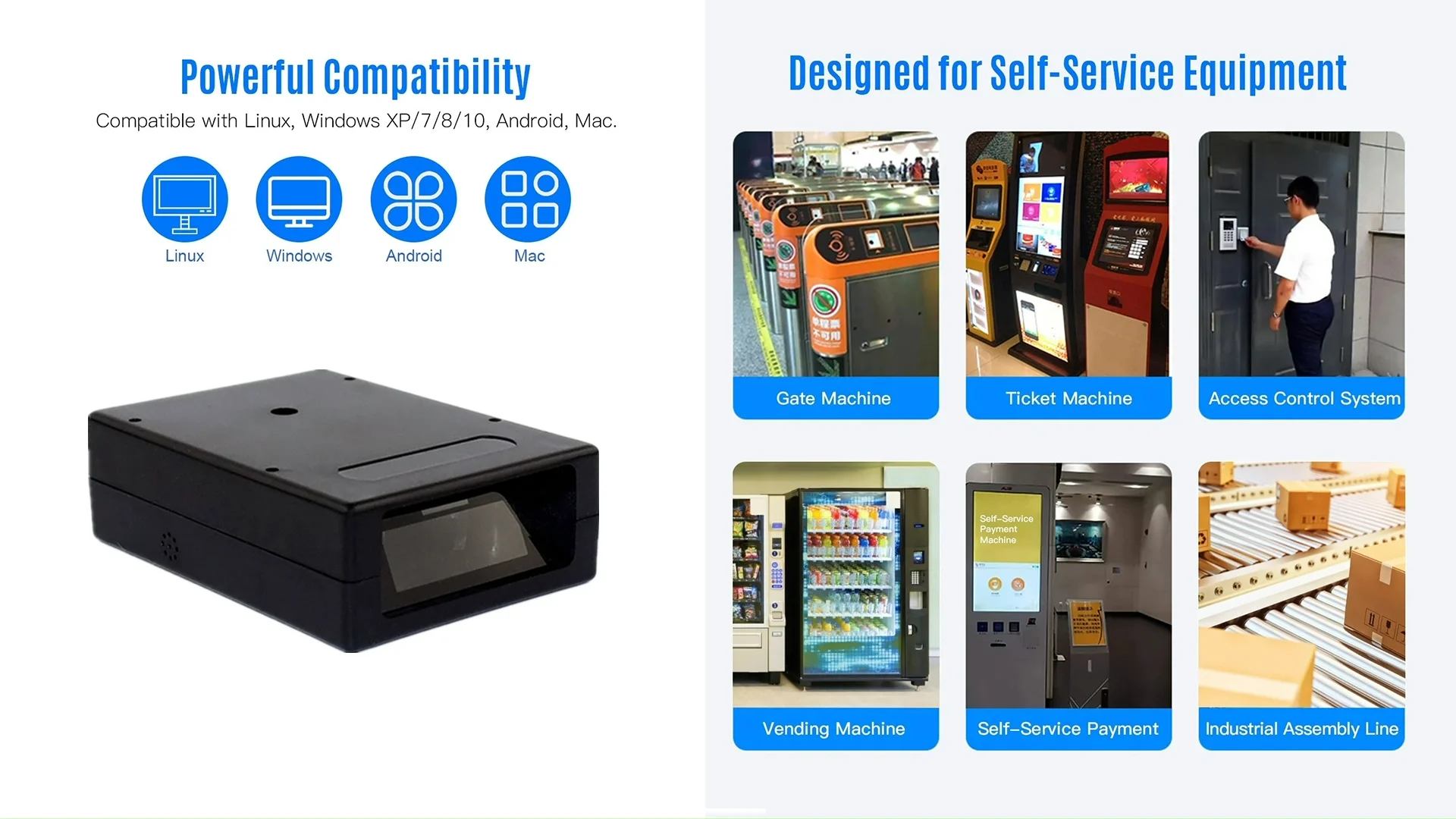 Small Fixed Barcode Scanner Module Engine Laser Bar Code Reader Module For Kiosk Equipment ...