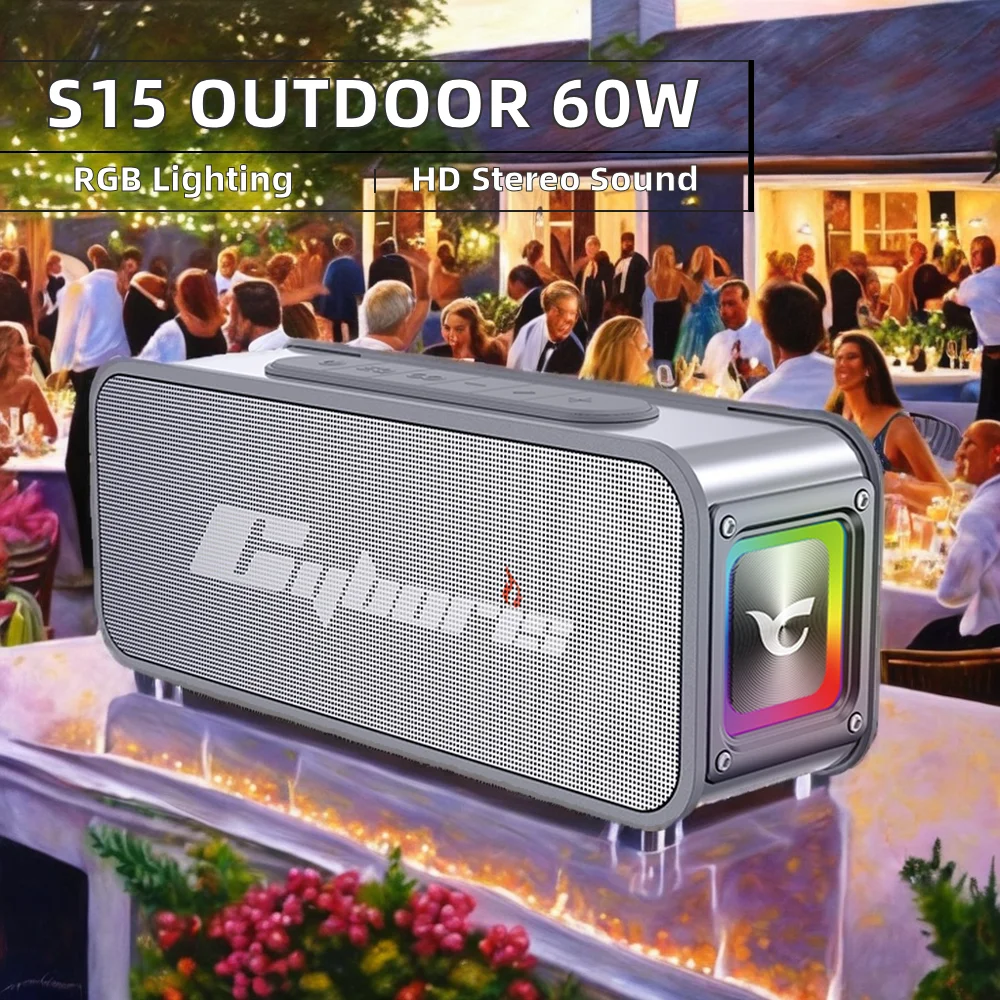 S15 60W Outdoor Speaker with HD Stereo Sound Waterproof RGB Light ...