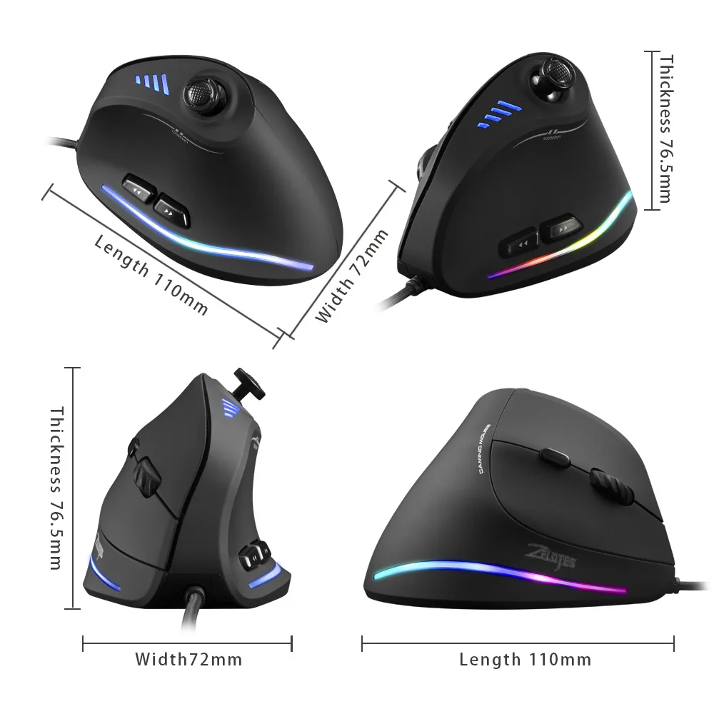 Ergonomic Rgb Vertical Gaming Mouse For Pc & Laptop With 11 ...