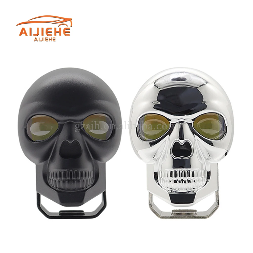 External Motorcycle Headlights Ghost Fire Skull Head Led Spot Light ...