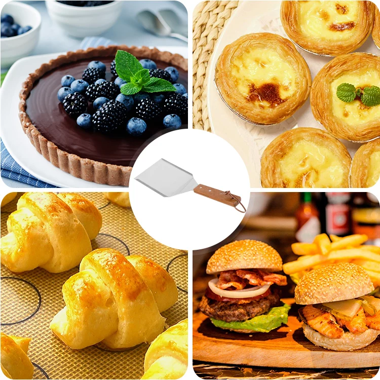 Stainless Steel Pizza Spatulas Long Angled Spatula Barbecue Bbq Burger ...