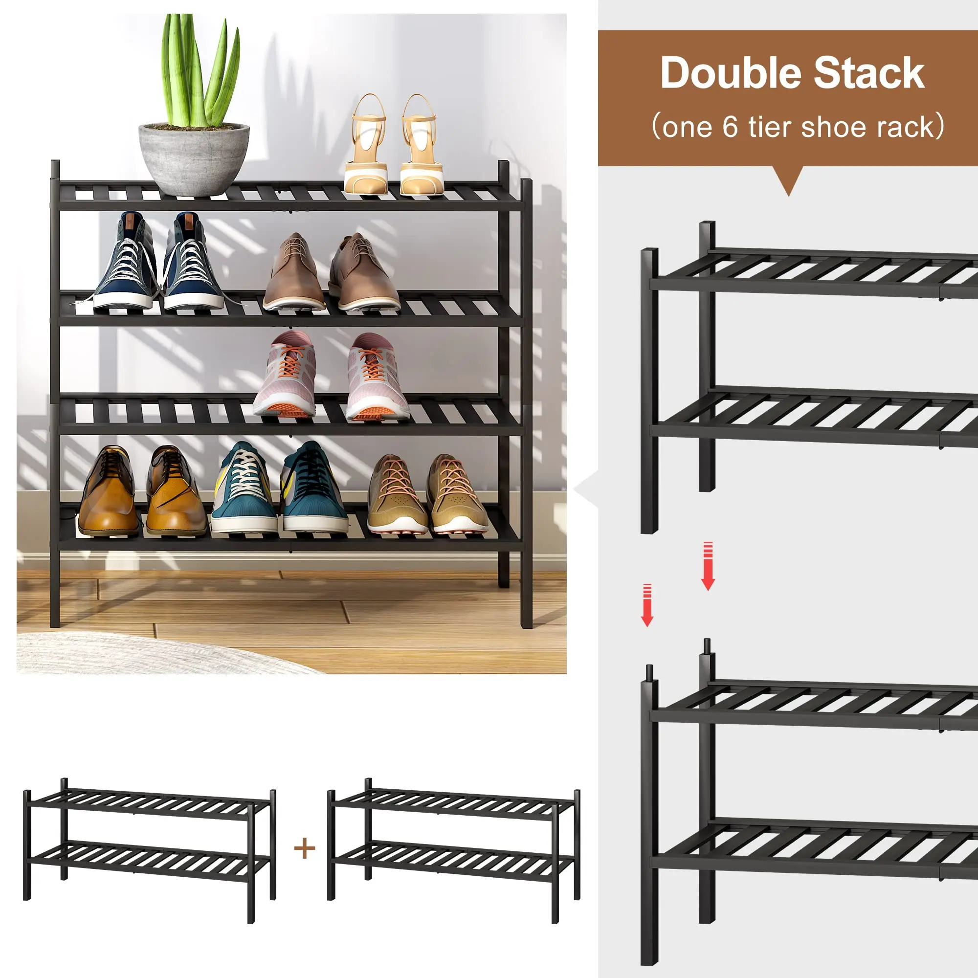 4 Tier Bamboo Shoe Rack - Stylish Storage Solutions