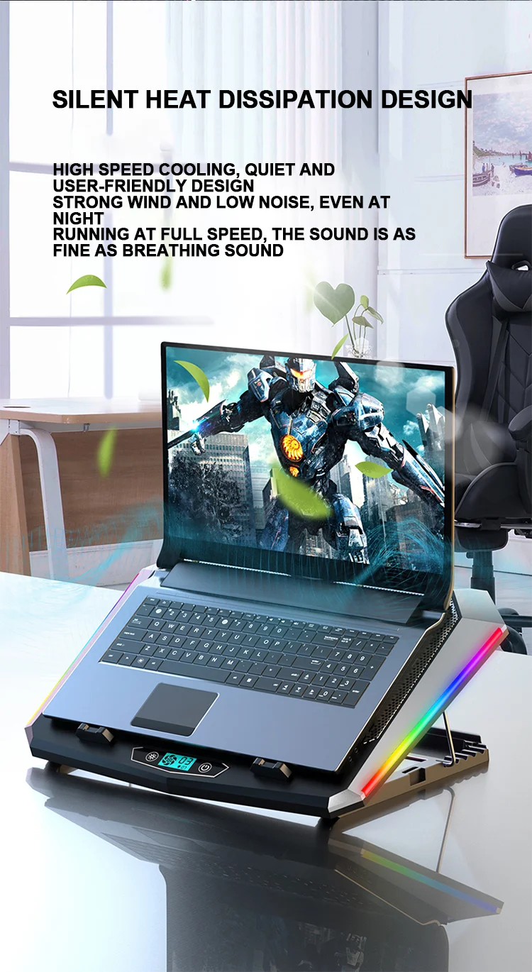 Portable Laptop Desktop Stand Dual Cooling Fan Game This Computer Stand ...
