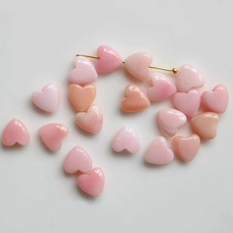 Natural Sea Shell Cabochon 8mm Pink Conch Shell Hearts