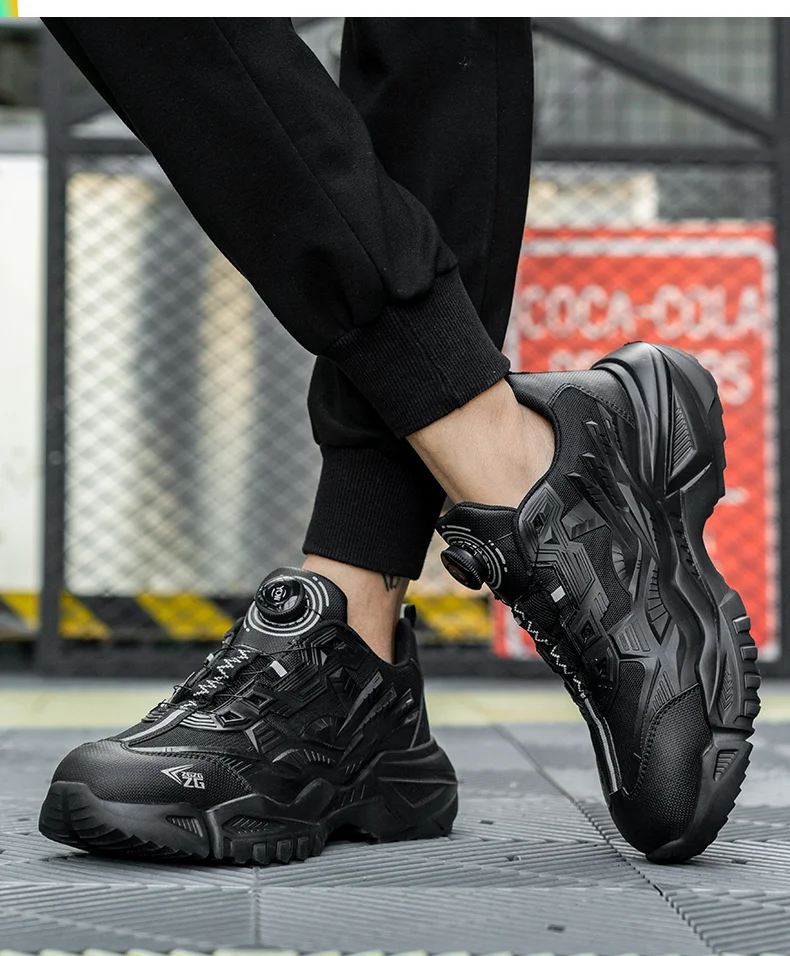 Men's Black Safety Shoes with Rotary Knobs Winter/Spring/Summer/Autumn ...