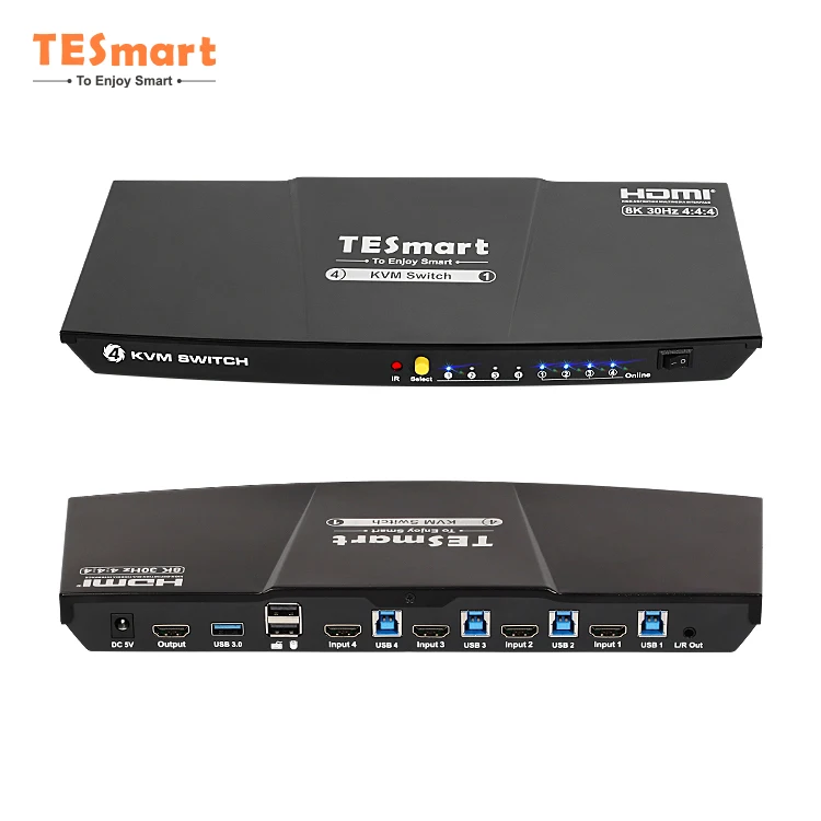 Tesmart Technology Ultra Hd 4 Port 8k Kvm Schalter 4x1 Hdcp2.3 Hdr Hdmi ...