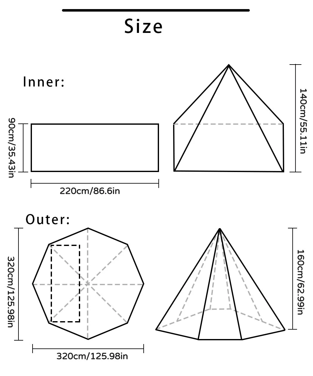 Outdoor Ultralight Pyramid Tent Camping Complete Teepee Other Tent for ...