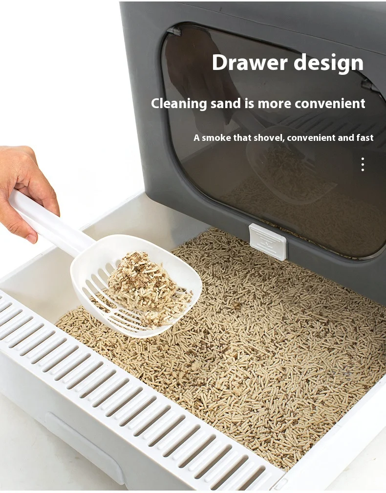 Fully Enclosed Large Eco-friendly Square Plastic Folding Cat Litter Box ...