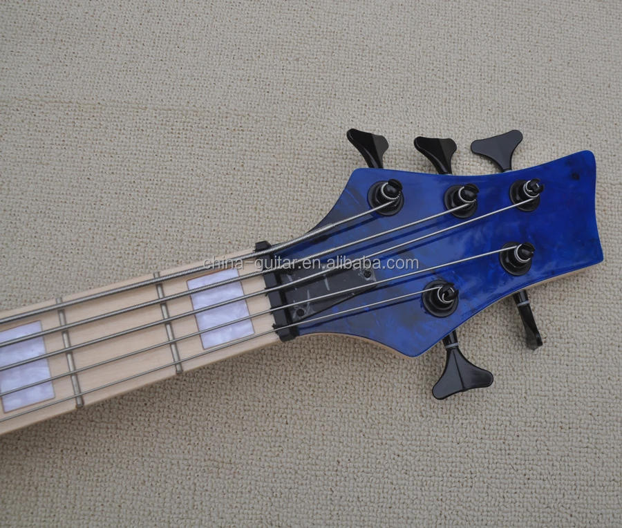 Huiyuan Factory 5 Strings Blue Electric Bass Guitar With Maple ...