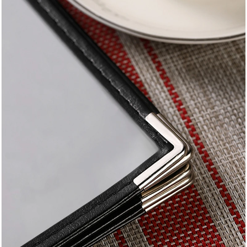 3 Pages Leather Food Menu Folders Transparent Leather Menu Covers A4 ...