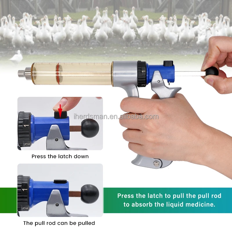 25ml/50ml Automatic Livestock Injection Syringes Continuous Veterinary Syringe Adjustable Animal ...