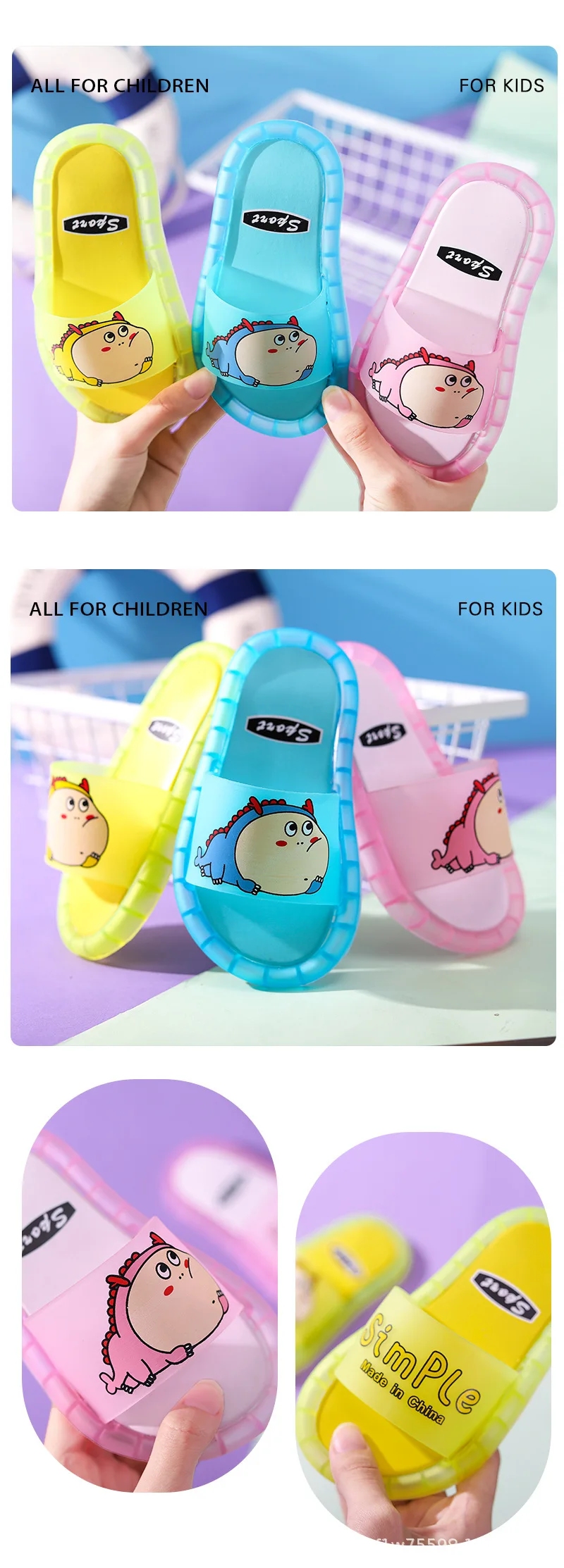 Summer Girls Boys Luminous Slippers Children Soft Pvc Shoes Toddler ...