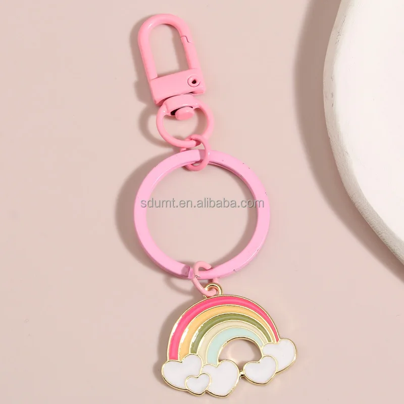 Cute Girly Rainbow Keychain Key Chain For Women Bag Pendant Key Ring ...