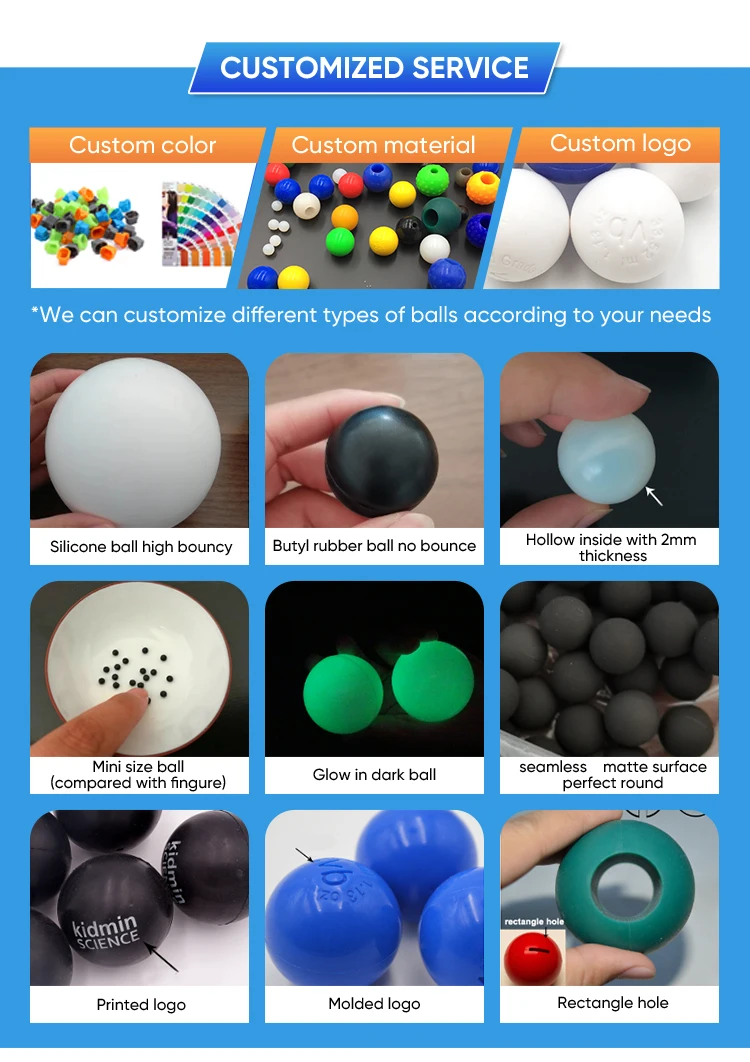 Custom High Temperature Bouncy Soft Hard Hole Rubber Ball