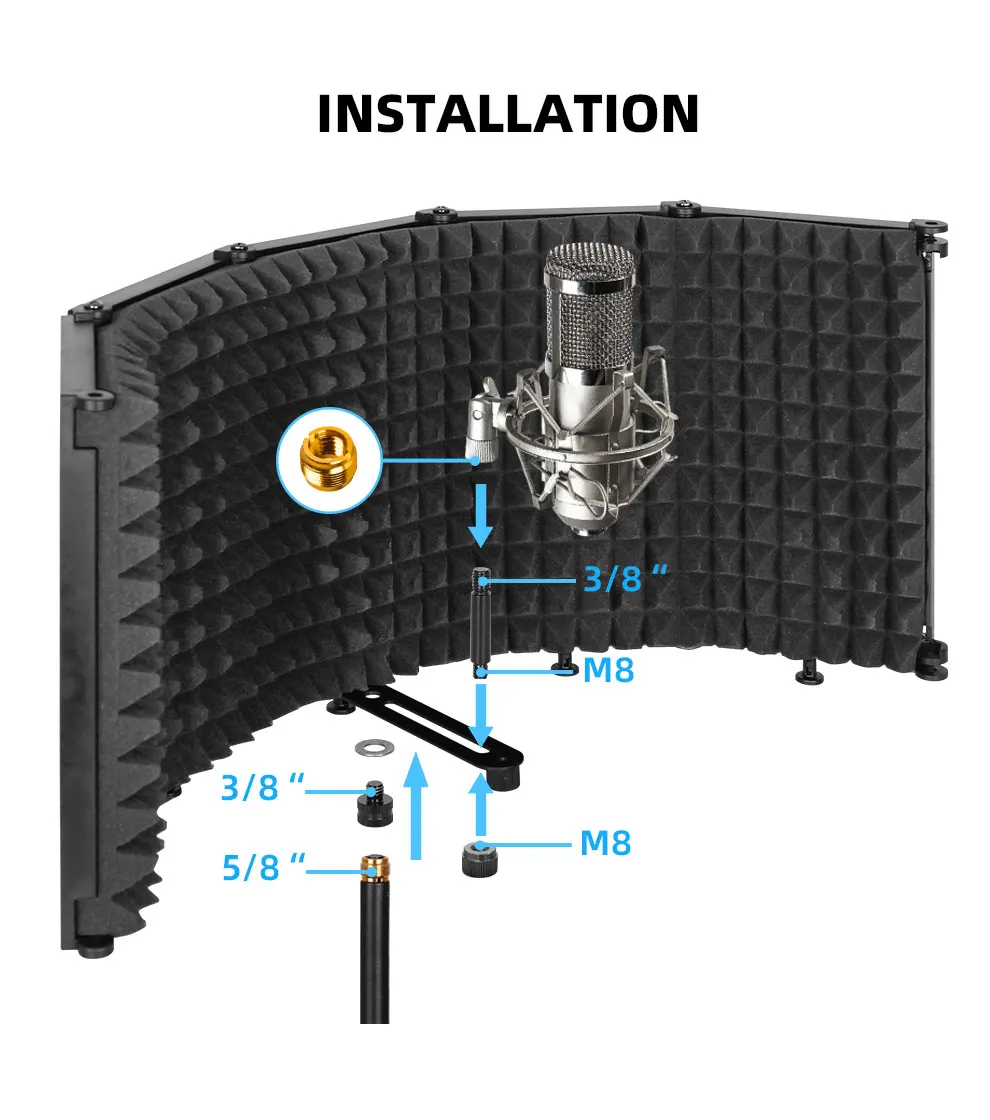 Plastic Five Panels Desktop Recording Soundproof Cover Sound Isolation ...