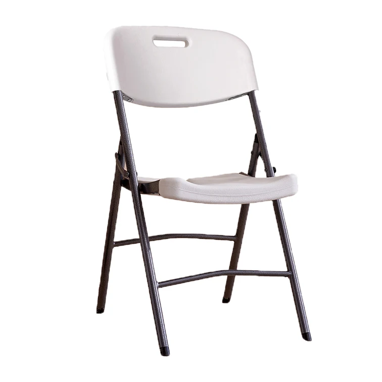 Heavy-duty White Hdpe Silla Plegable Plastic Folding Chair Metal Frame ...