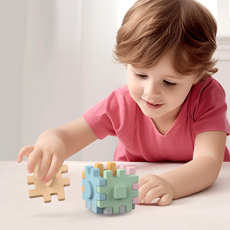 6 Sides 3d Jigsaw Early Educational Multifunction Teether Kids Baby ...