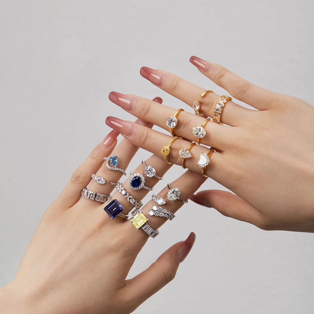 Exquisite 8A Crushed Iced Out CZ Wedding Rings - S925 Silver