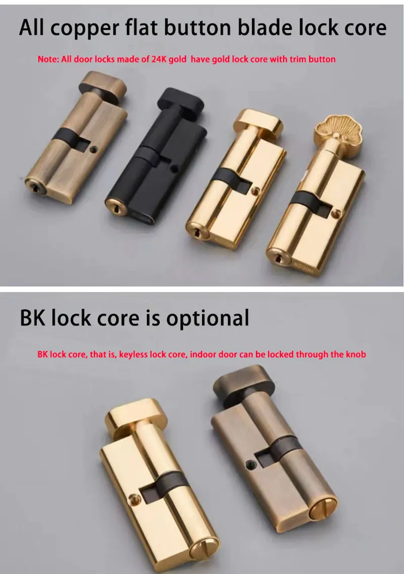 Brass French Simple Indoor Quiet Magnetic Door Lock Gold Universal Room ...