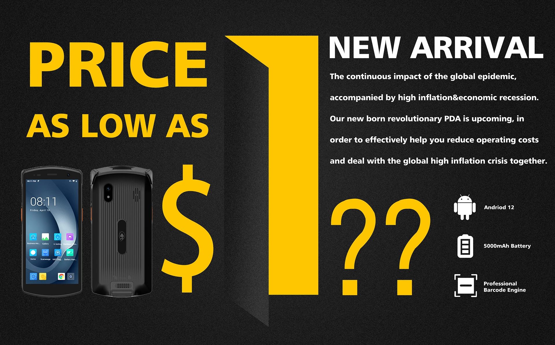 Android 12 1d 2d Barcoder Scanner Terminal Pda 4g Wifi Bt Handheld Terminal Pda Scanner For ...