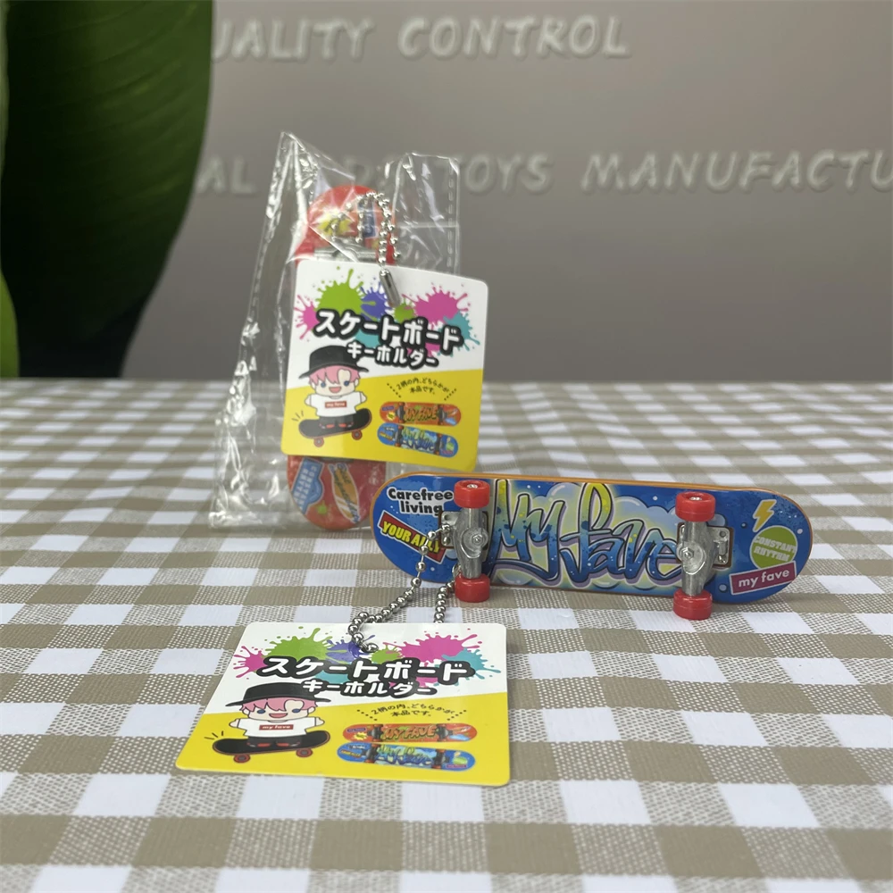 Custom Branded Logo Colorful Mini Skate Boards Keyring Toy Set